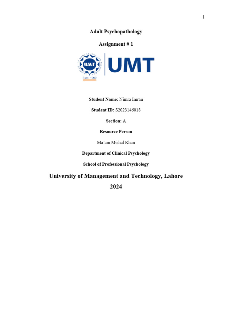 Challenges in Adult Psychopathology | PDF | Psychology | Behavioural ...