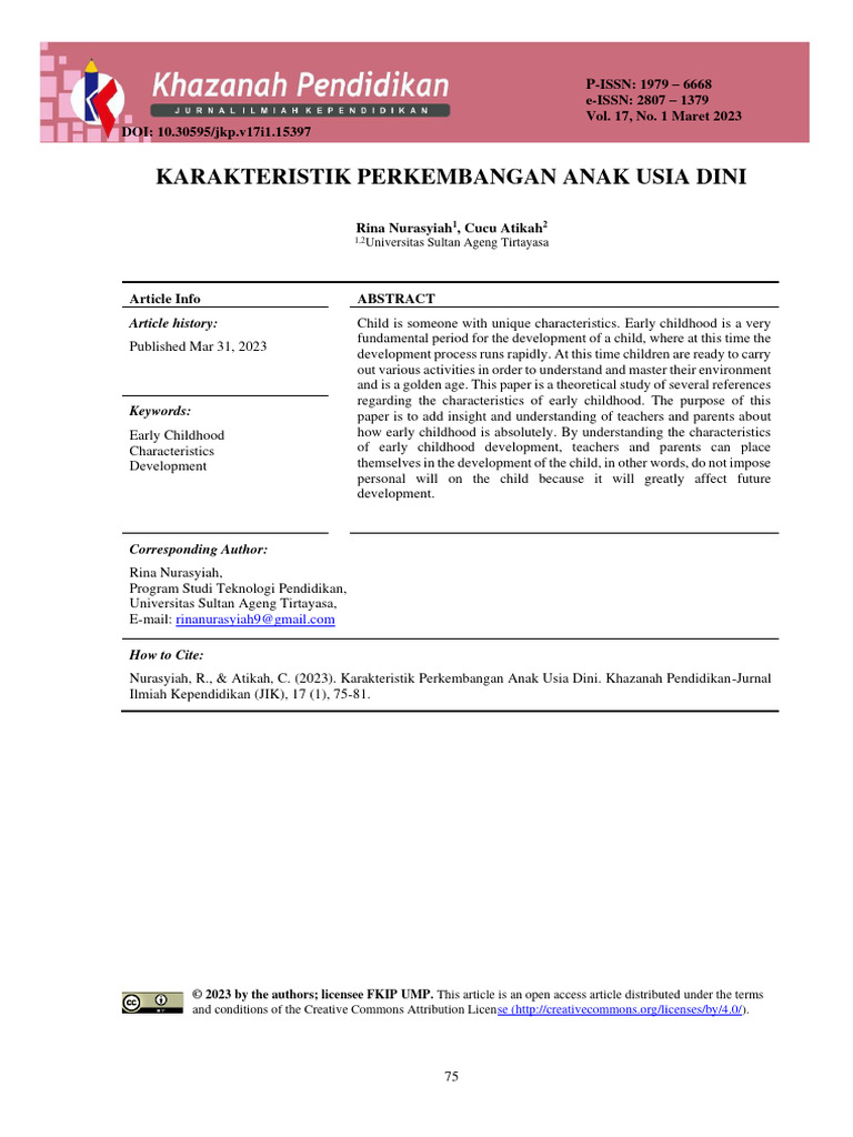 Karakteristik Perkembangan Anak Usia Dini | PDF