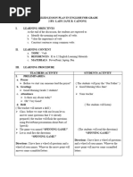 Detailed Lesson Plan Grade 1 English | PDF | Teachers | Lesson Plan