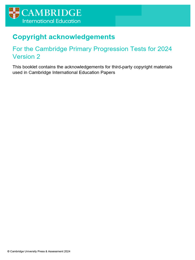 Cambridge Primary 2024 Copyright Acknowledgement Booklet v2 - tcm142 ...