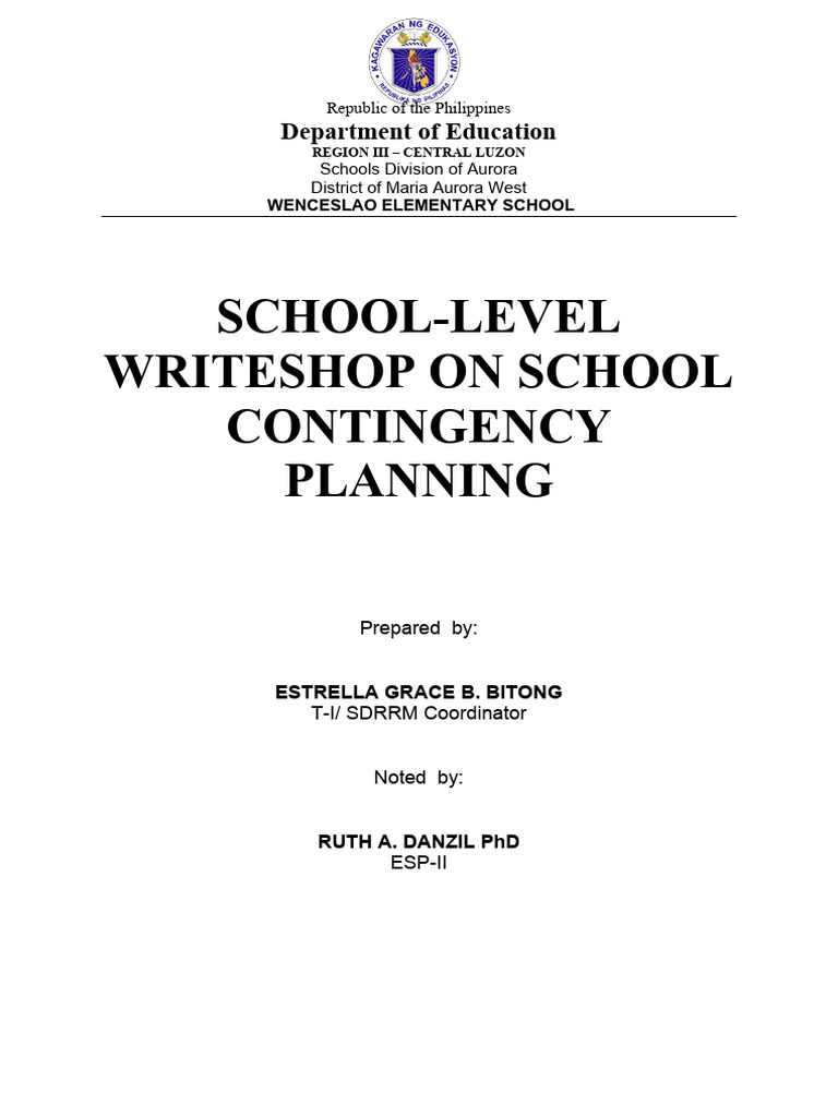 CONTINGENCY PLAN PROPOSAL3 | PDF | Emergency Management | Safety