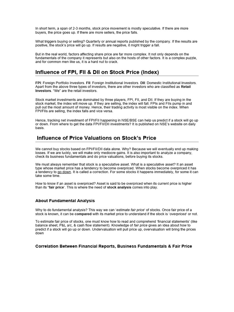 Predicting Stock Price Movements | PDF | Price–Earnings Ratio | Stocks