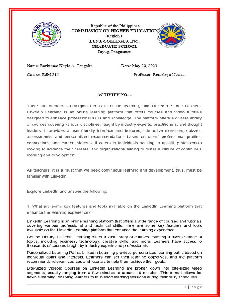 Activity4 TANGALIN | Download Free PDF | Learning | Educational Technology