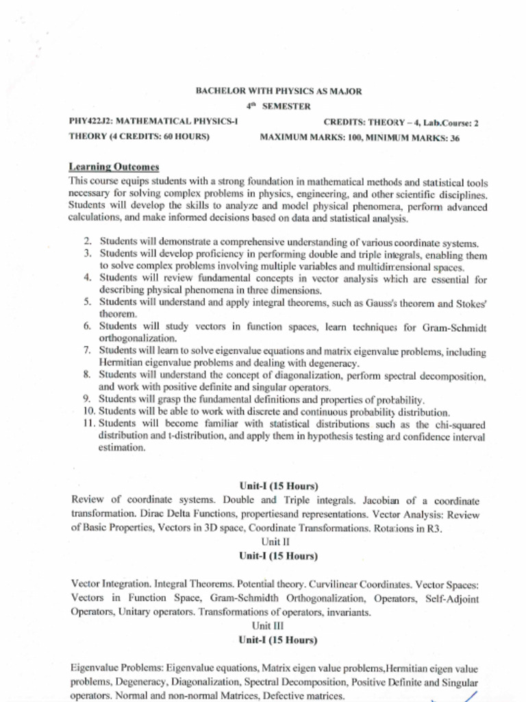 4th Sem Mathematical Physics | PDF