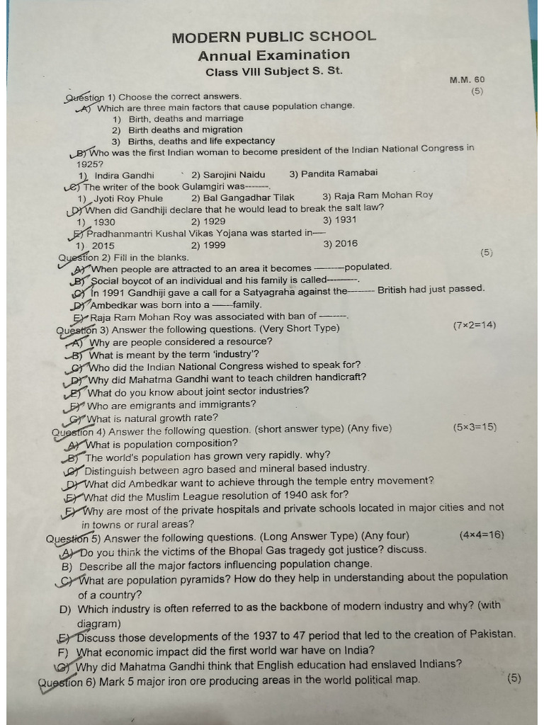 Social Studies Annual Examination | PDF