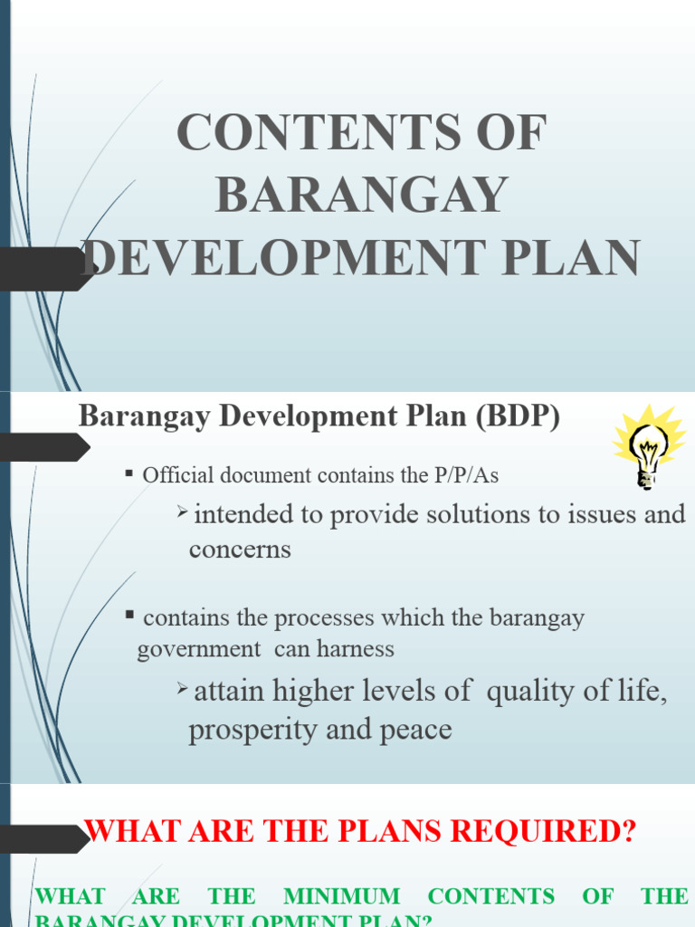 Contents in BDP and Things To Remember in Plan Formulation | Download ...