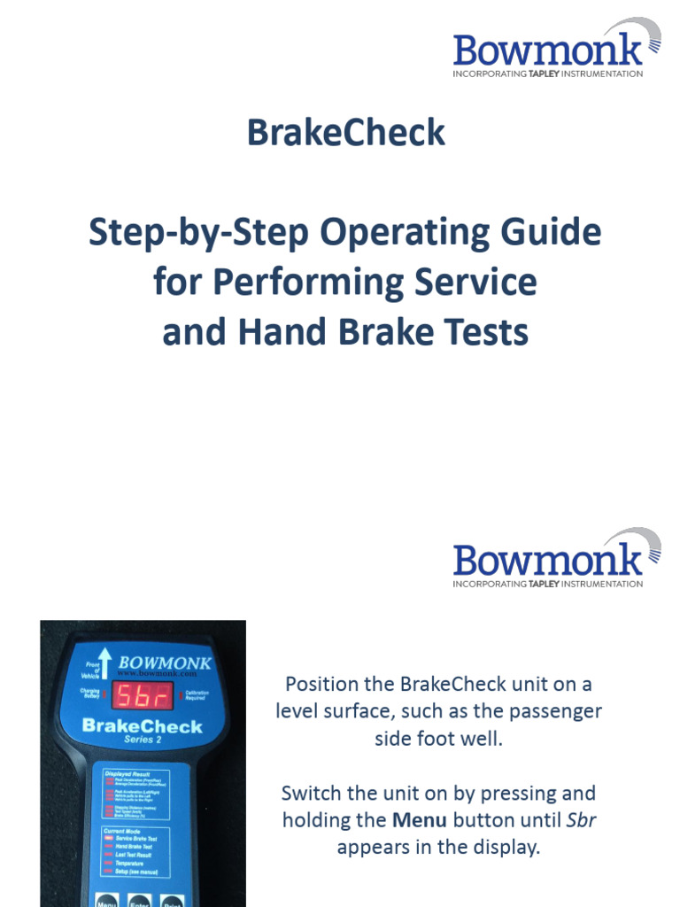 Brakecheck Step by Step Guide To Operation v1.2 | PDF | Vehicles | Brake