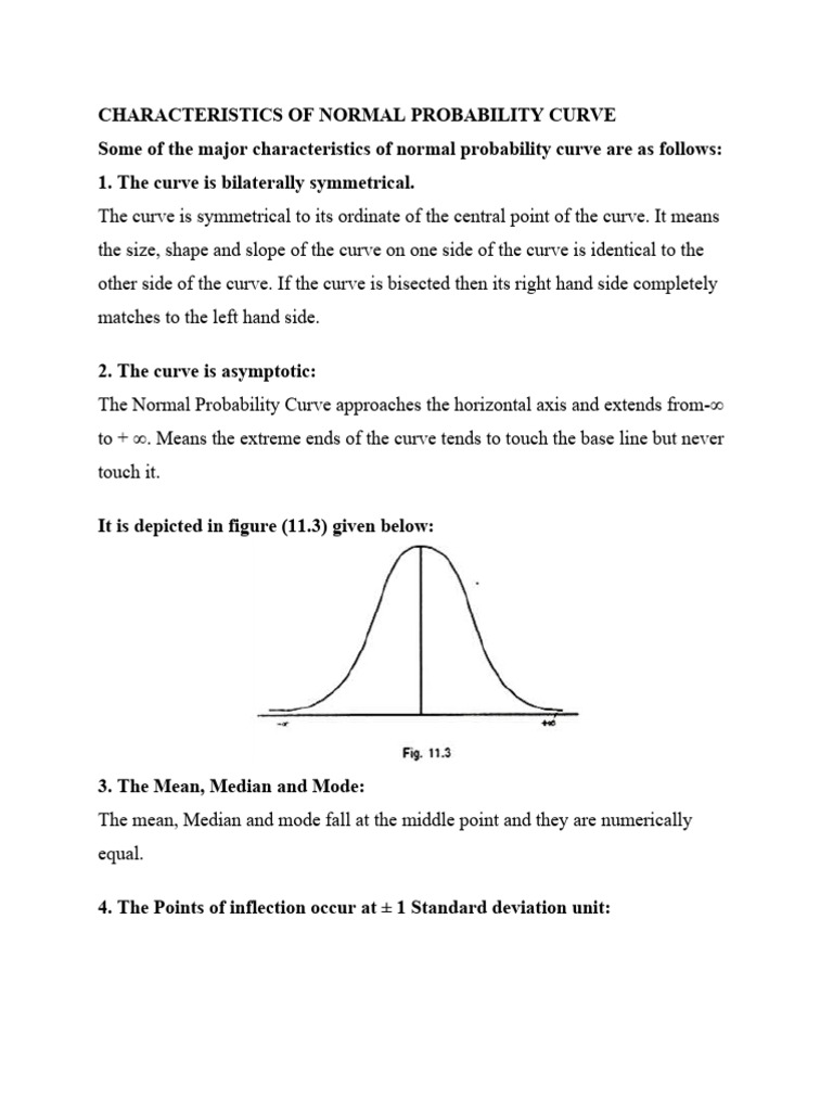CHARACTERISTICS OF NORMAL PROBABILITY CURVE | PDF | Standard Deviation ...