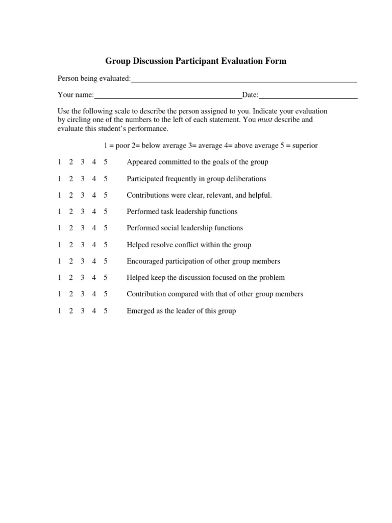 IPE Group Discussion Evaluation Sheet | PDF | Career & Growth