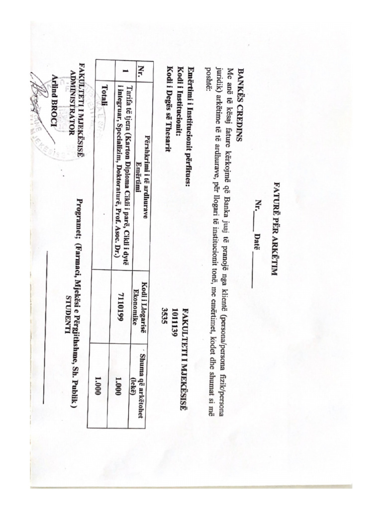 FATURE PER ARKETIM | PDF