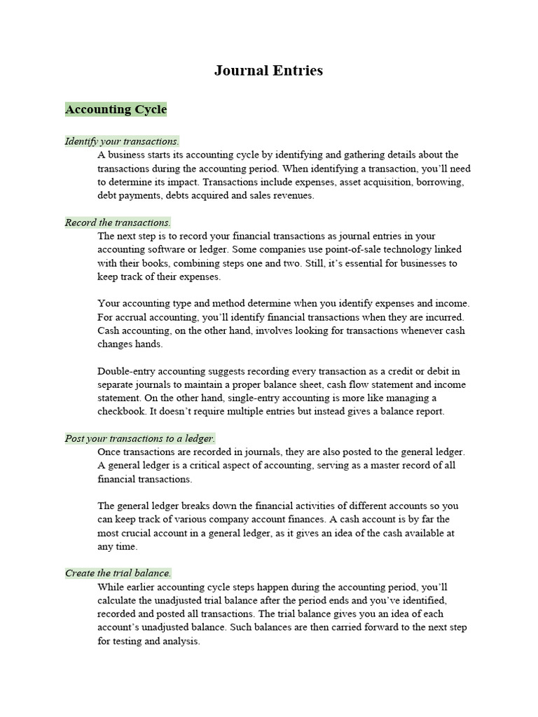 ACCOUNTING CYCLE | PDF | Debits And Credits | Financial Economics