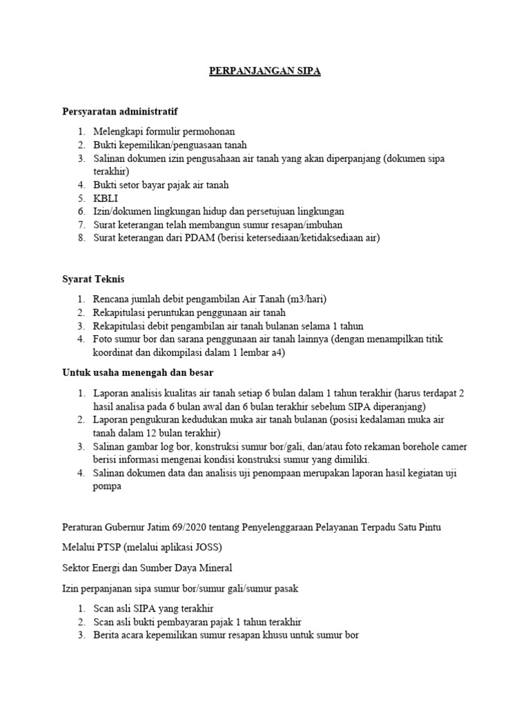Persyaratan Perpanjangan SIPA | PDF