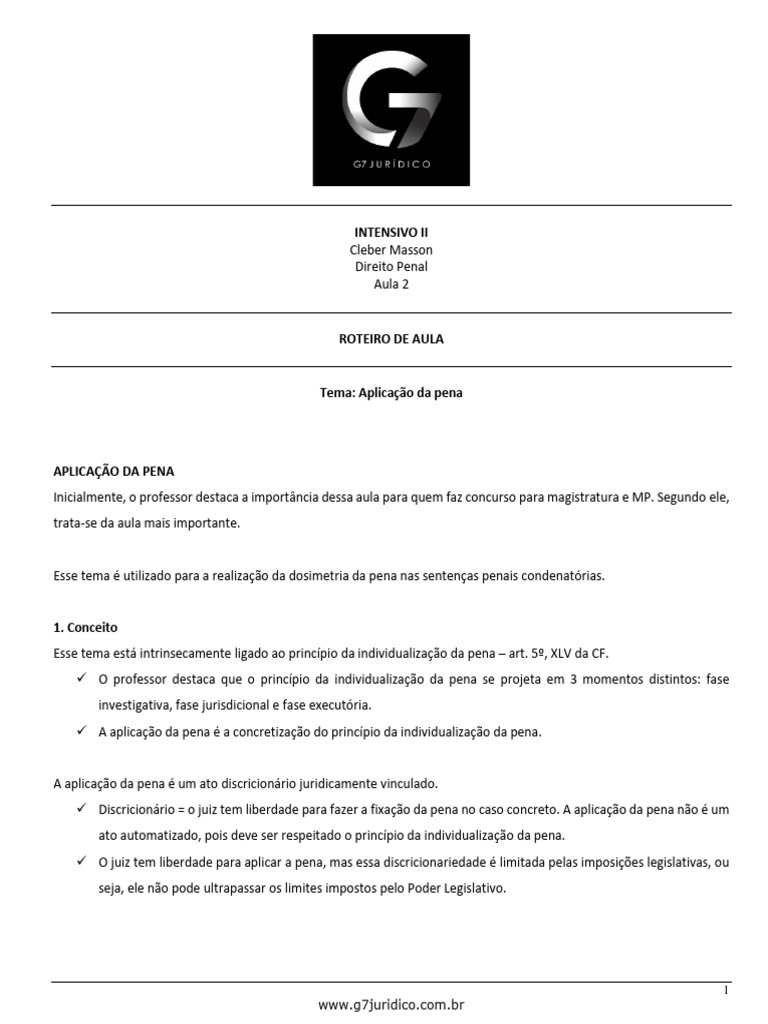 Roteiro de Aula - Intensivo II - D. Penal - Cleber Masson - Aula 2 | PDF | Crimes | Crime e ...