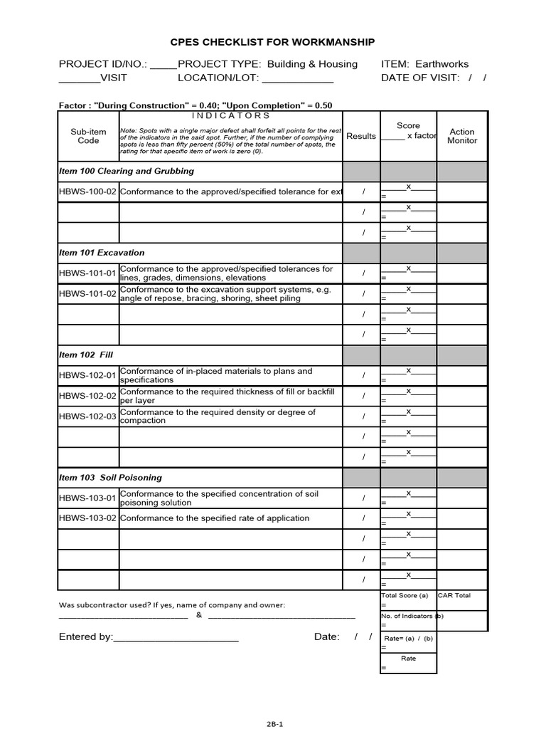 014 Annex 2B Checklist Housing & Building | PDF | Screw | Concrete
