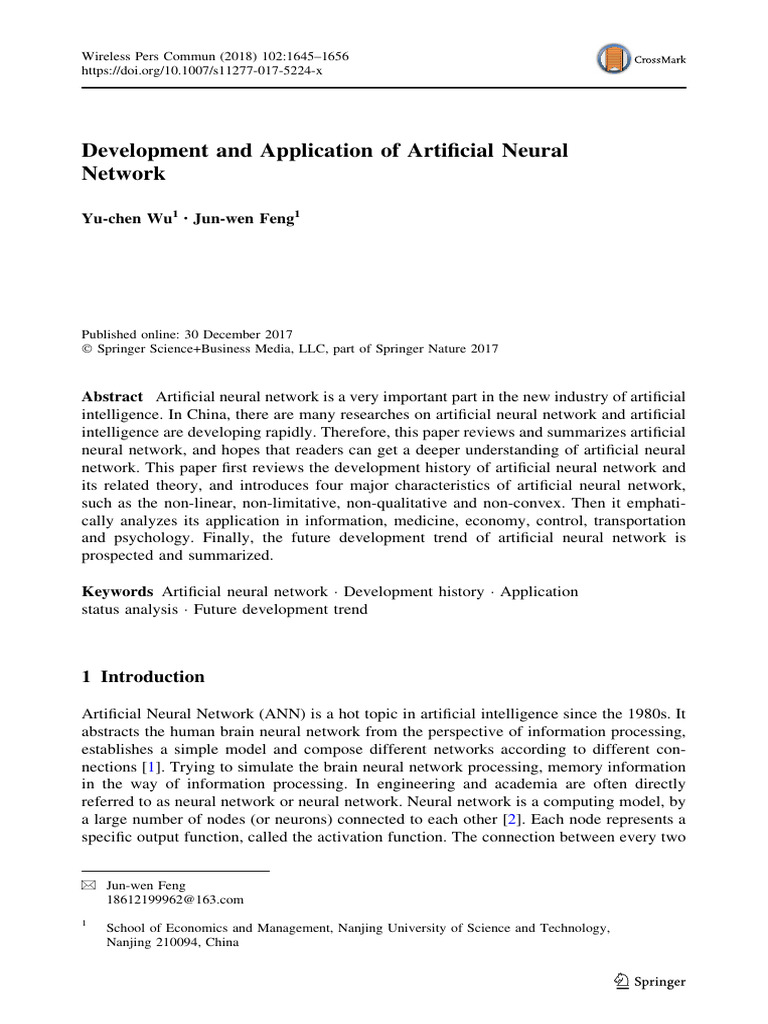 Development And Application Of Artificial Neural Network Download Free Pdf Artificial Neural