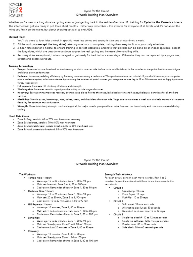 C4C 2017 Training Plan 12 Weeks 1 | PDF | Flexibility (Anatomy ...