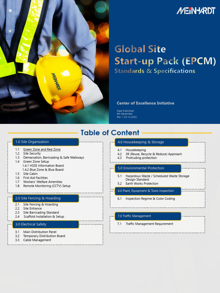 EPCM Site Start-Up Pack - Standard & Specification (Rev1) | PDF | Waste | Waste Management