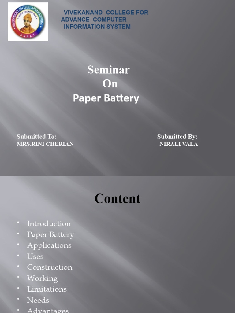 Paper Battery | PDF | Electricity | Physical Sciences