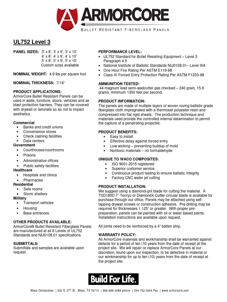 ArmorCore Information-Sheet Level-3 | Download Free PDF | Building ...
