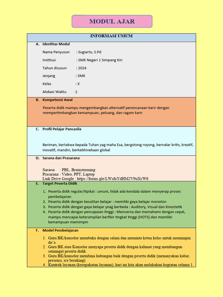 Templet Modul Ajar | PDF