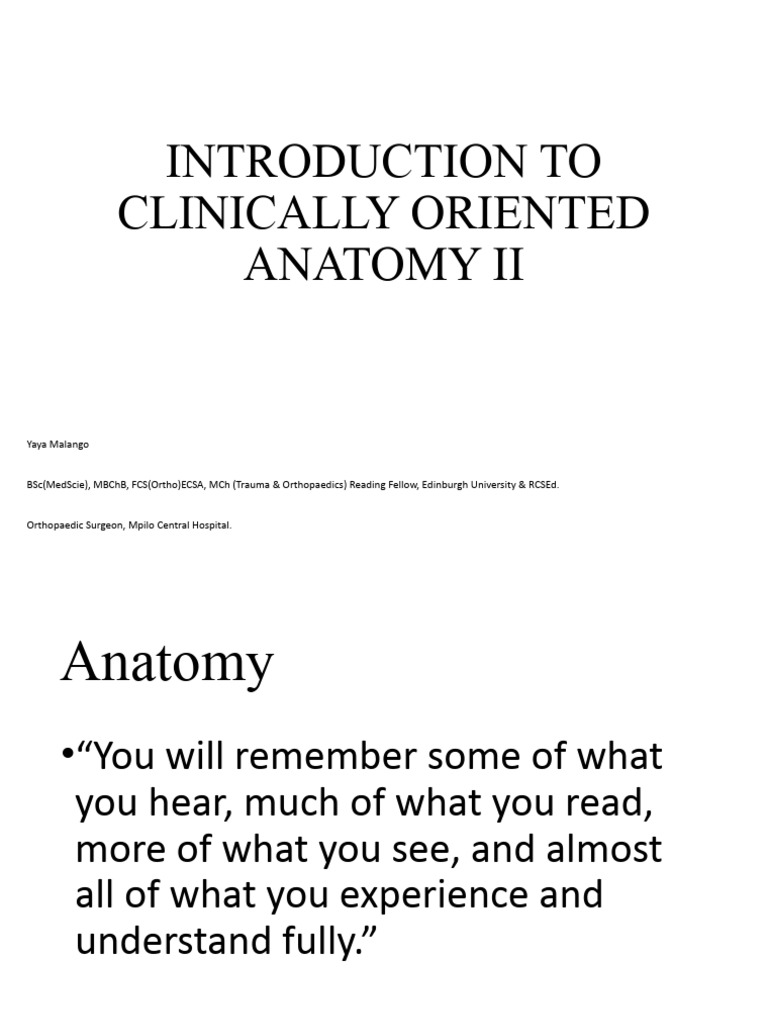 INTRODUCTION TO CLINICALLY ORIENTED ANATOMY IIed | PDF | Anatomical ...