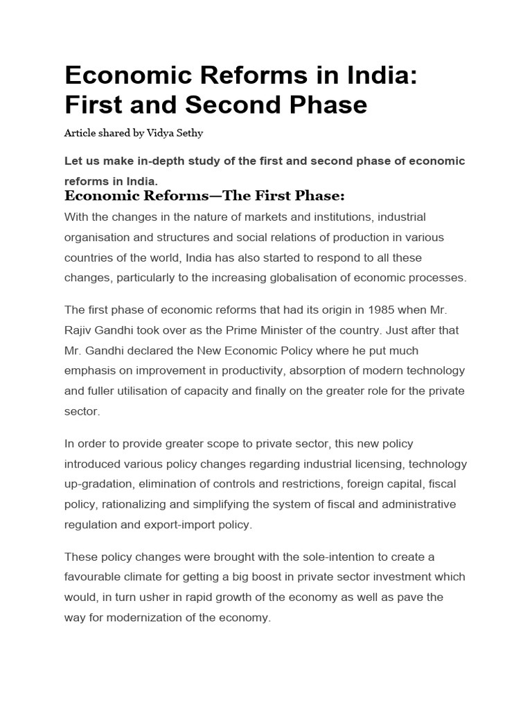 Economic Reforms in India | PDF | Fiscal Policy | Balance Of Payments