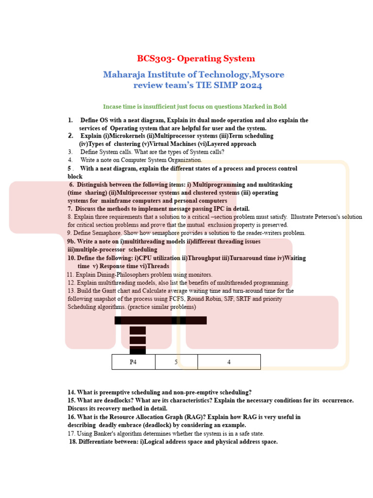operating system simp 2024 (2) | PDF | Scheduling (Computing) | Thread (Computing)