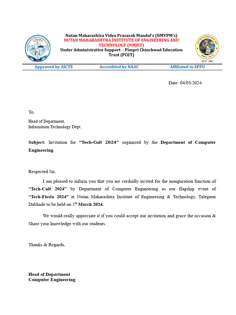 Invitation To All HOD's | Download Free PDF | Science Education ...