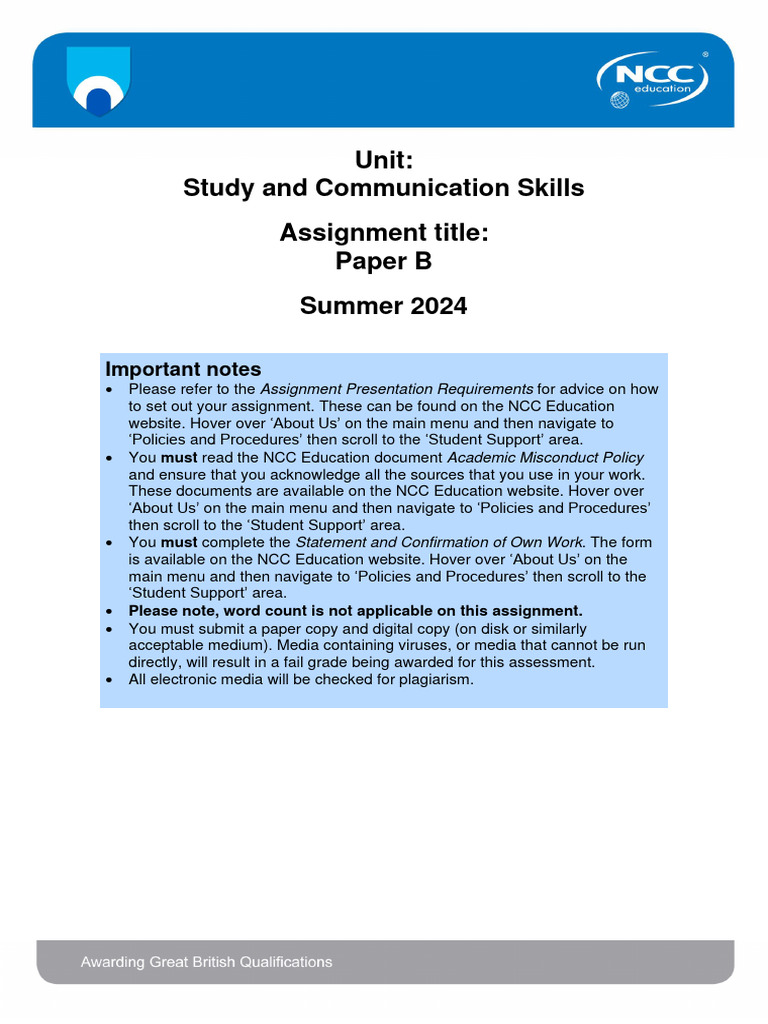 SCS Paper B Assignment Summer 2024 (15087) | PDF | Human Communication