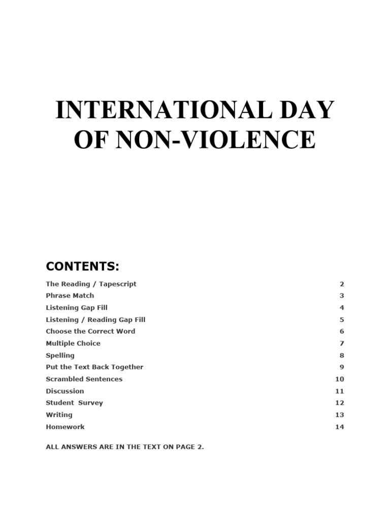 International Day of Non-Violence | PDF | Mahatma Gandhi | Nonviolence