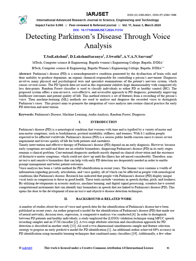 Publication | PDF | Machine Learning | Parkinson's Disease