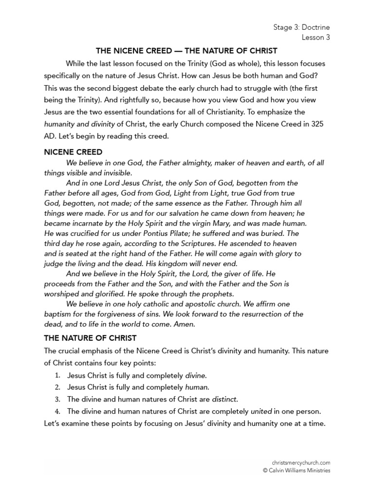 Nicene Creed The Nature of Christ | PDF | Christology | God The Father