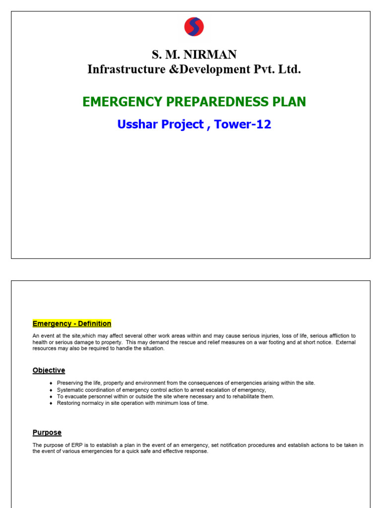 Emergency Preparedness Plan for Usshar Project | PDF | First Aid ...