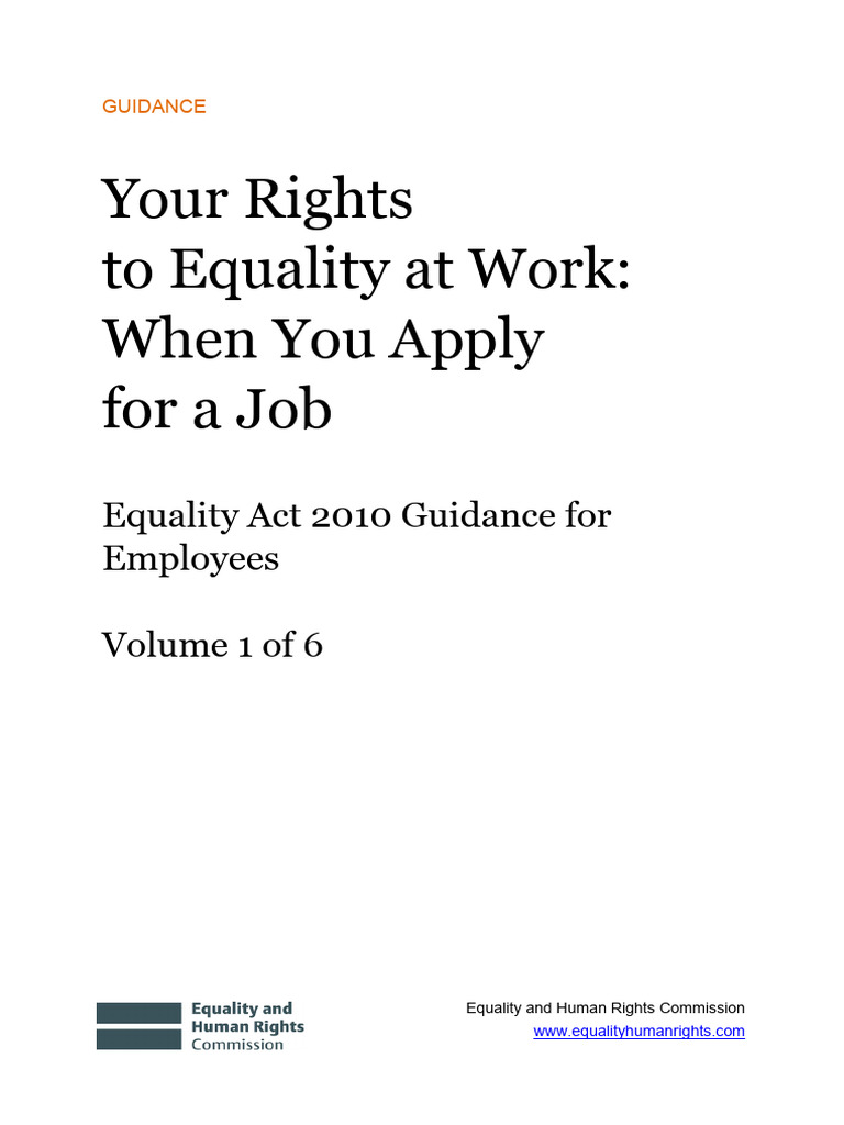 Your Rights To Equality at Work - Applying For A Job | PDF ...