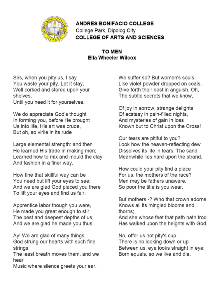 Poem To Men | PDF