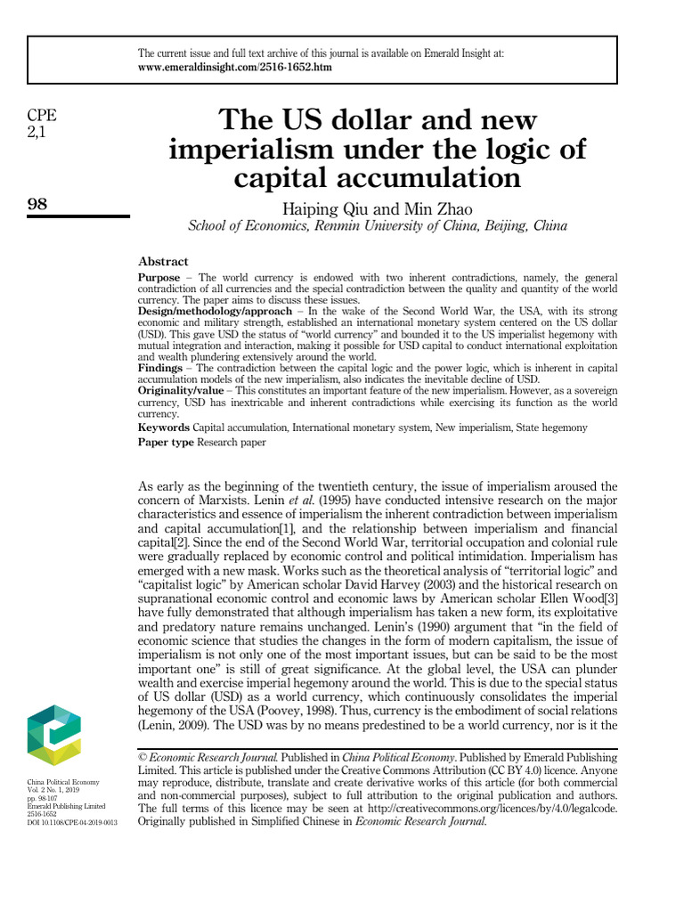 US Dollar and New Imperialism Insights | PDF | United States Dollar ...