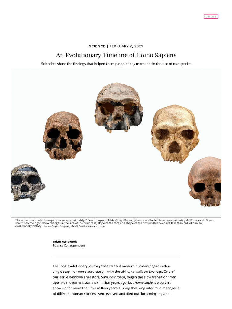 An Evolutionary Timeline of Homo Sapiens - Science - Smithsonian Magazine | PDF