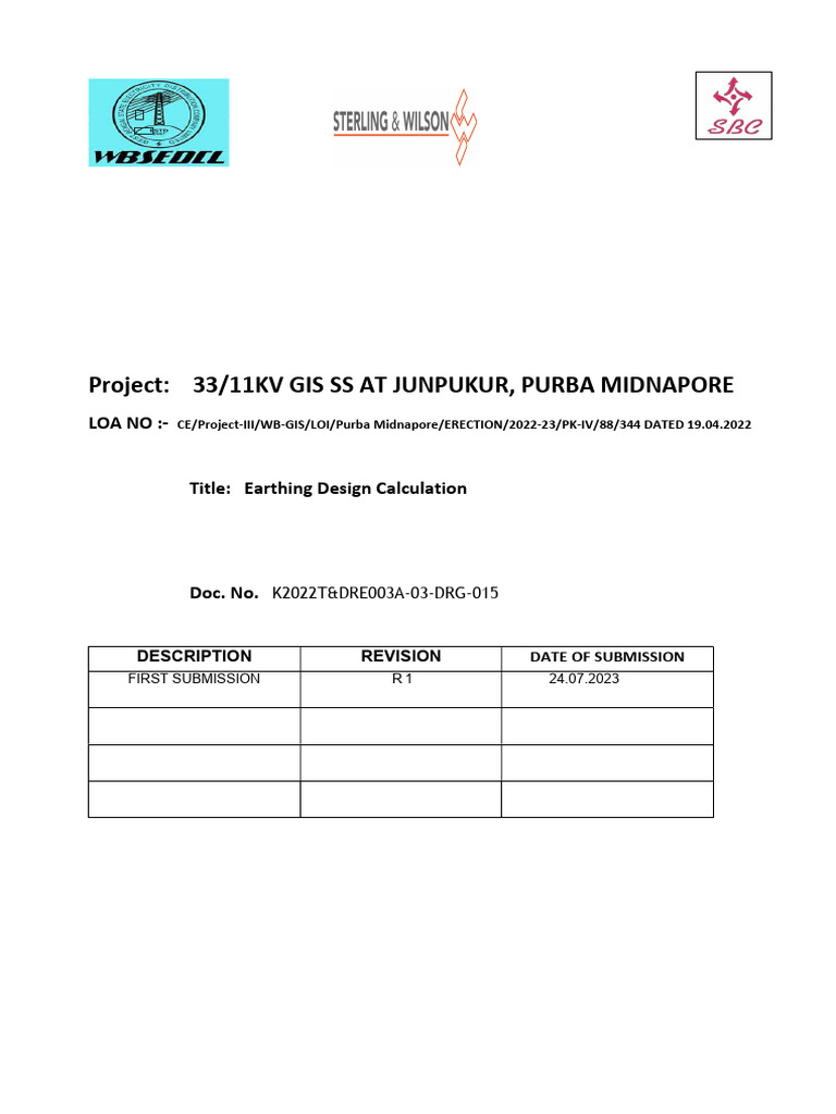 Earthing Calculation Junpukur Rev 2 | PDF | Electrical Substation ...