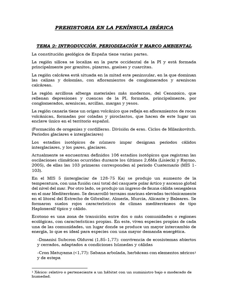Tema 2 Prehist Pdf Glaciar Mar Mediterráneo