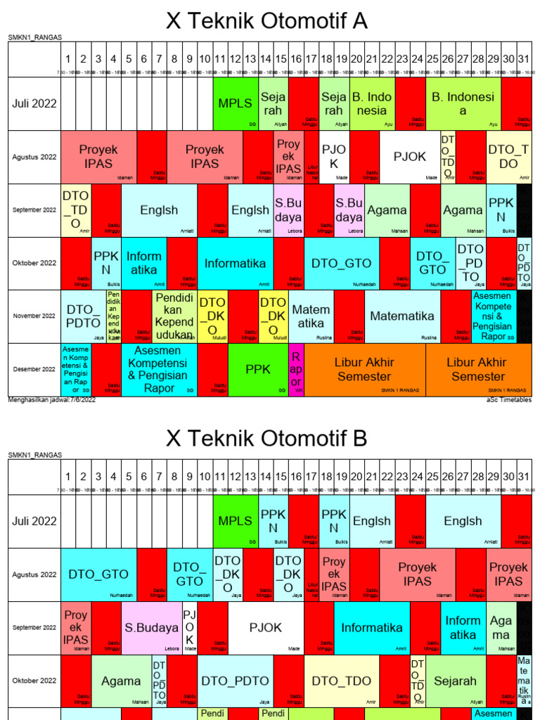 Roster Semester Ganjil 2022-2023 - Kelas | PDF