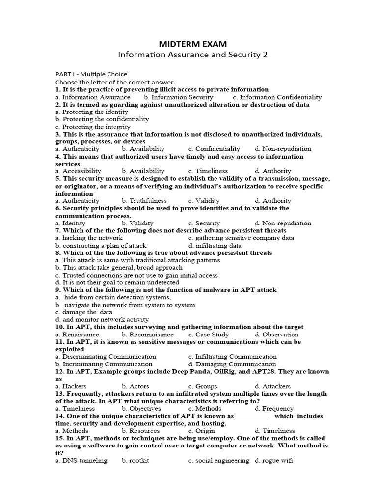 MIDTERM-EXAM | PDF | Security | Computer Security