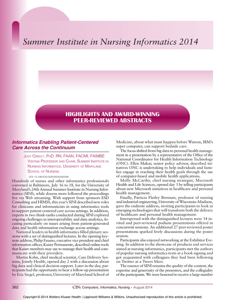 Informatics Enabling Patient Centered Ca | PDF | Health Informatics ... Informatics Enabling Patient Centered Ca | PDF | Health Informatics ...