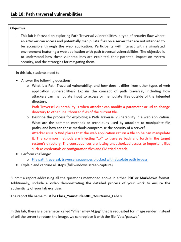 Lab18 Path Traversal Vulnerabilities | PDF | Computers