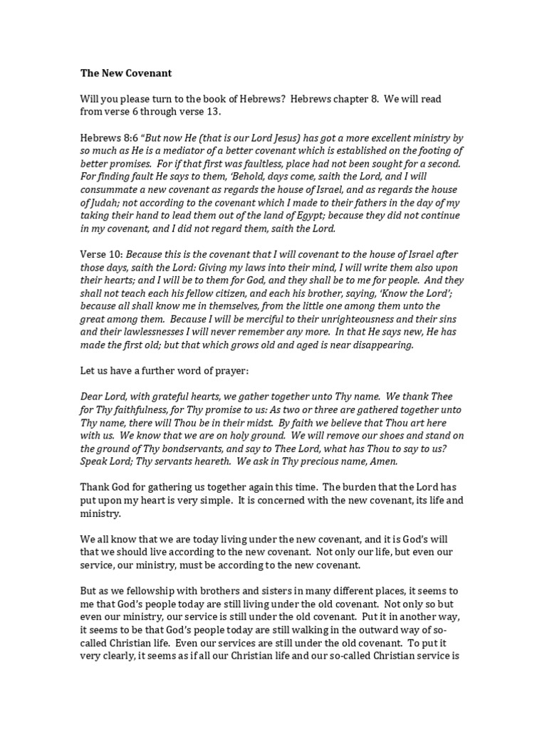 The New Covenant 1 What Is The New Convenant | PDF | New Covenant ...