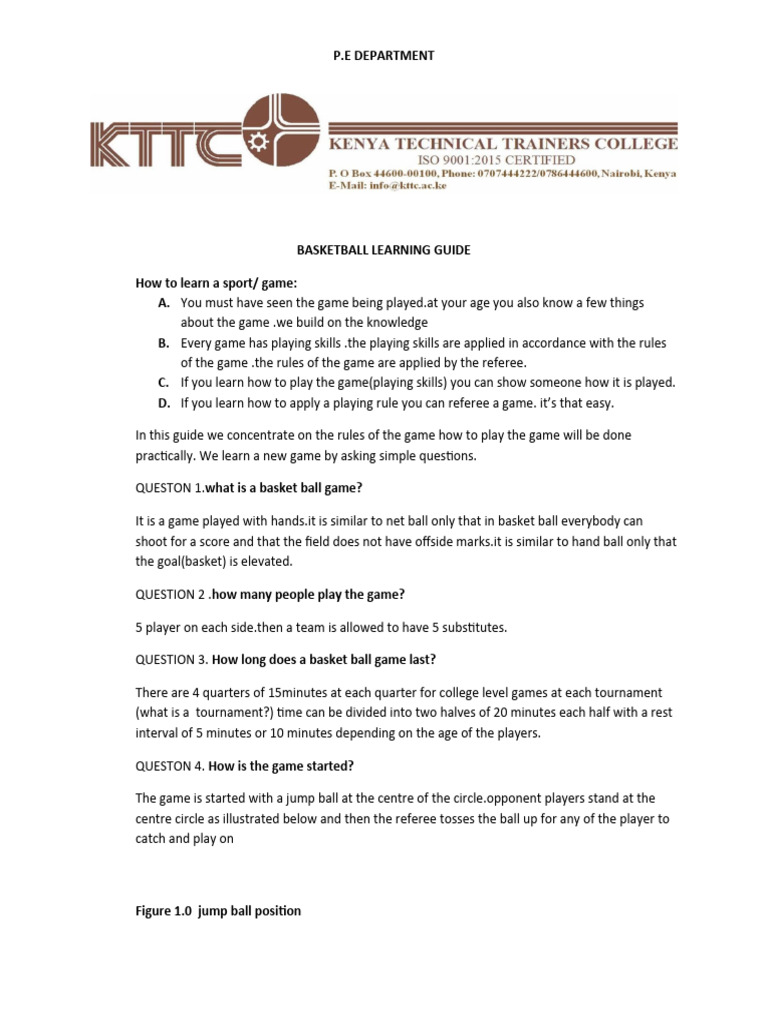 Basketball Learning Guide Overview | PDF | Games Of Physical Skill ...