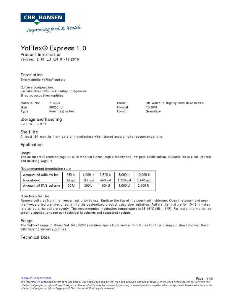 PI EU YoFlex Express1 240401 114550 | PDF | Bacteria | Nutrition