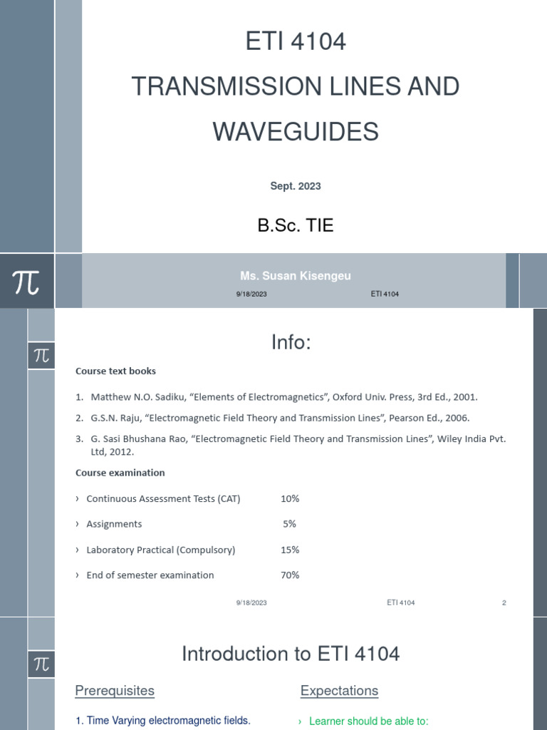 Lecture 1 - Transmission Lines and Waveguides | PDF | Transmission Line | Waveguide