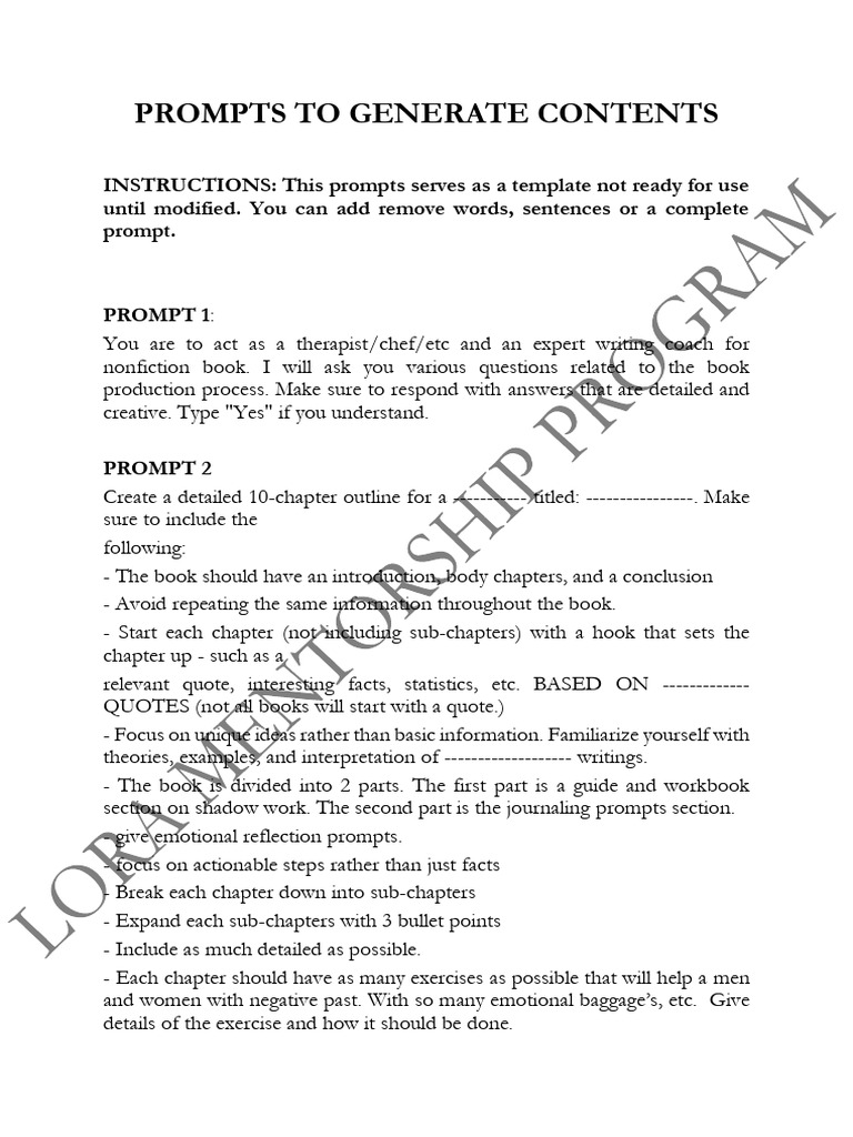 Comprehensive Book Prompt Template | PDF | Books | Information
