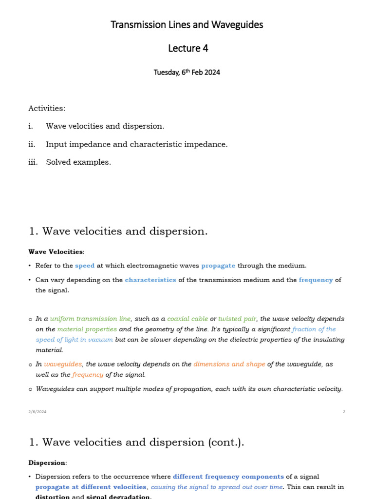 Tl Lecture 4 Pdf Dispersion Optics Waves