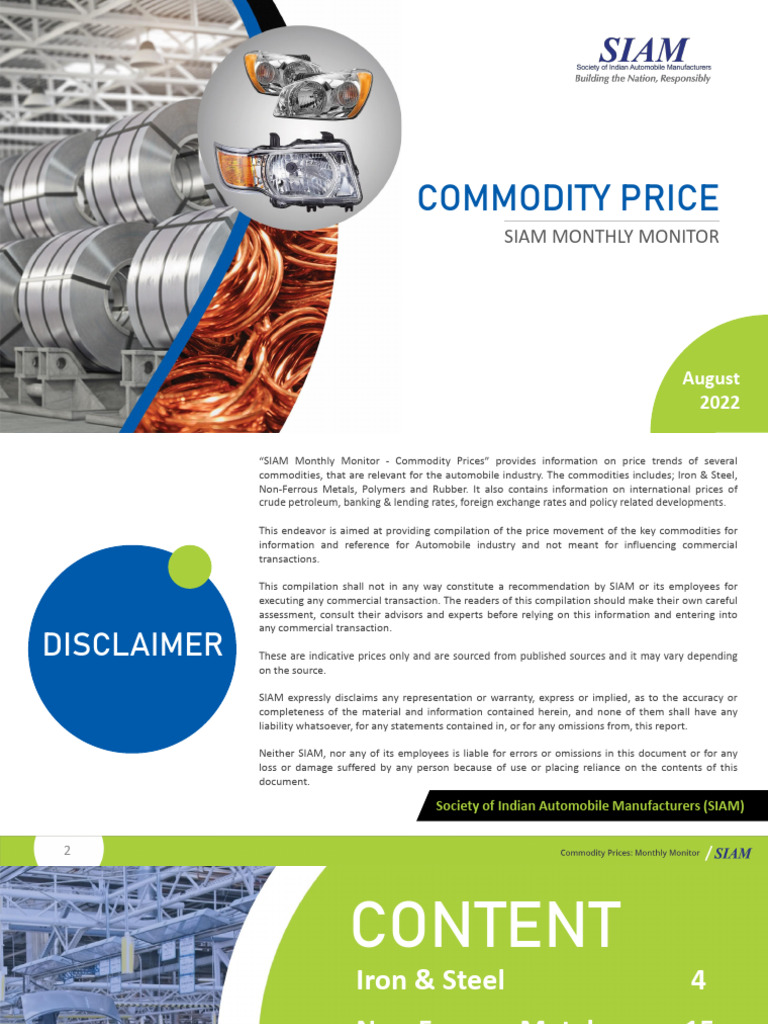 August 2022 Commodity Price Trends | PDF | Steel | Steelmaking